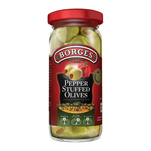 Green pitted olives with pepper Borges 220/140g - Lejos Eesti OÜ